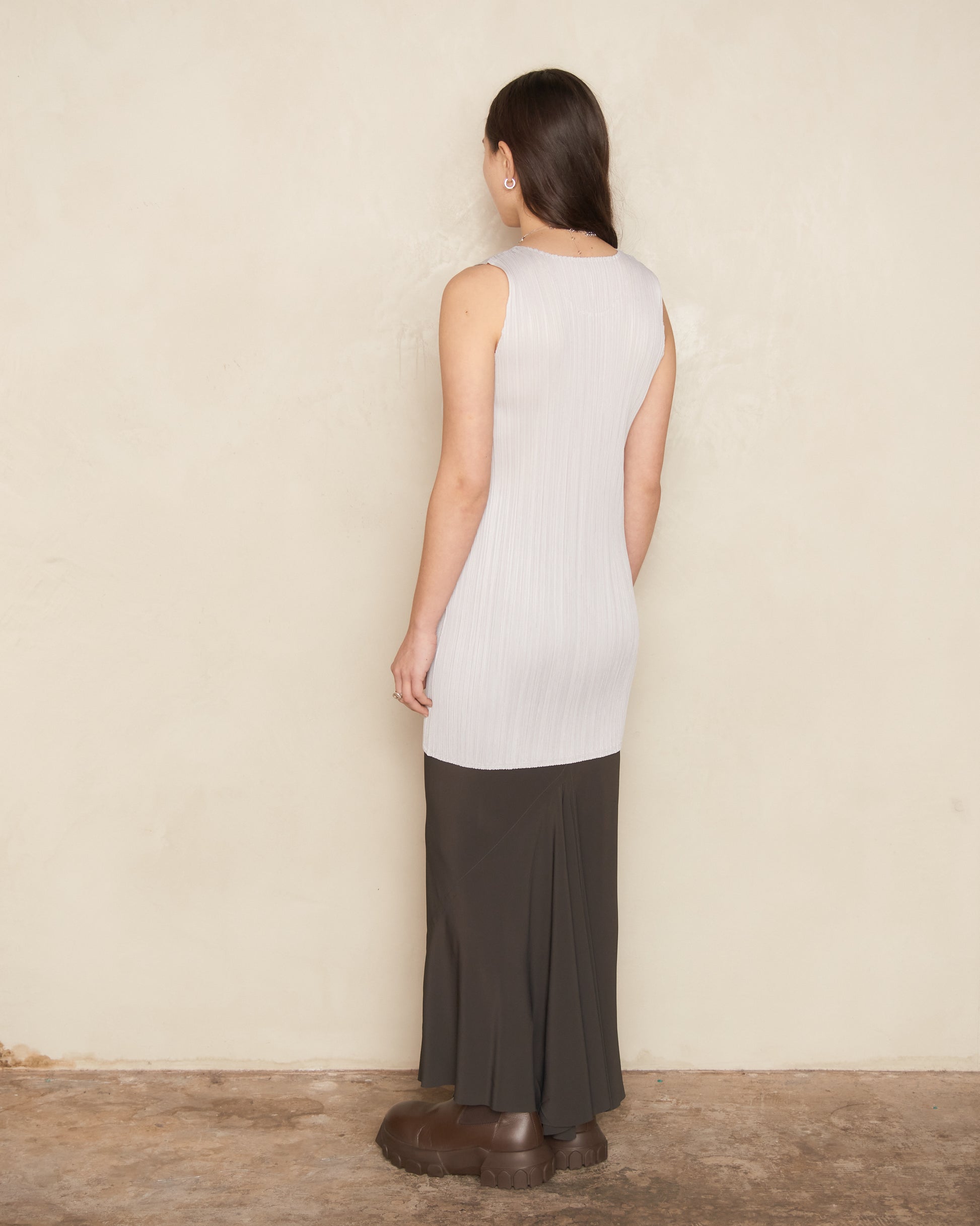Pleats Please Light Grey Long Tank Top pp48jt107 - DILETTANTE – Dilettante