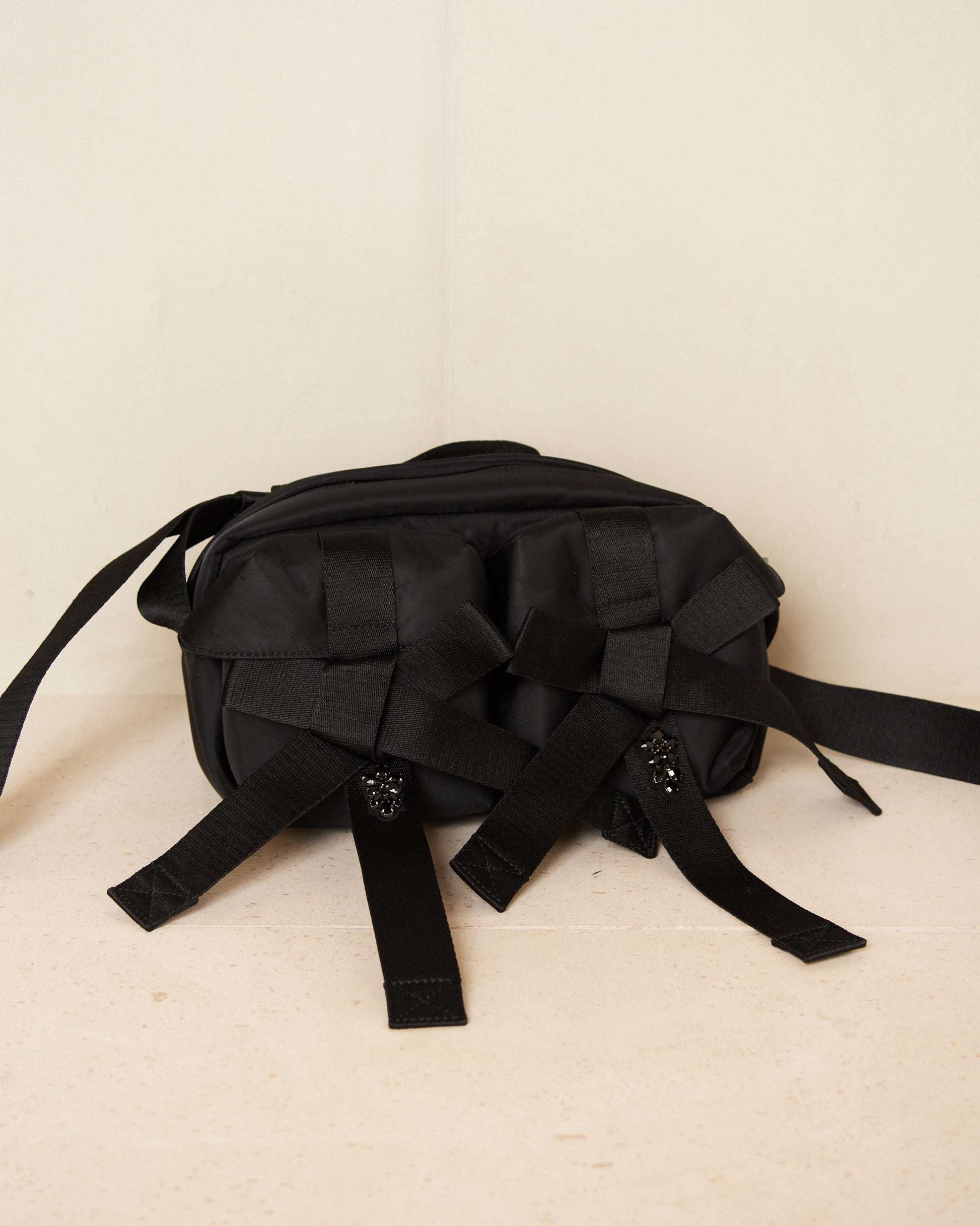 Simone Rocha Black Beaded Classic Bow Crossbody Bag bag149b0761 ...