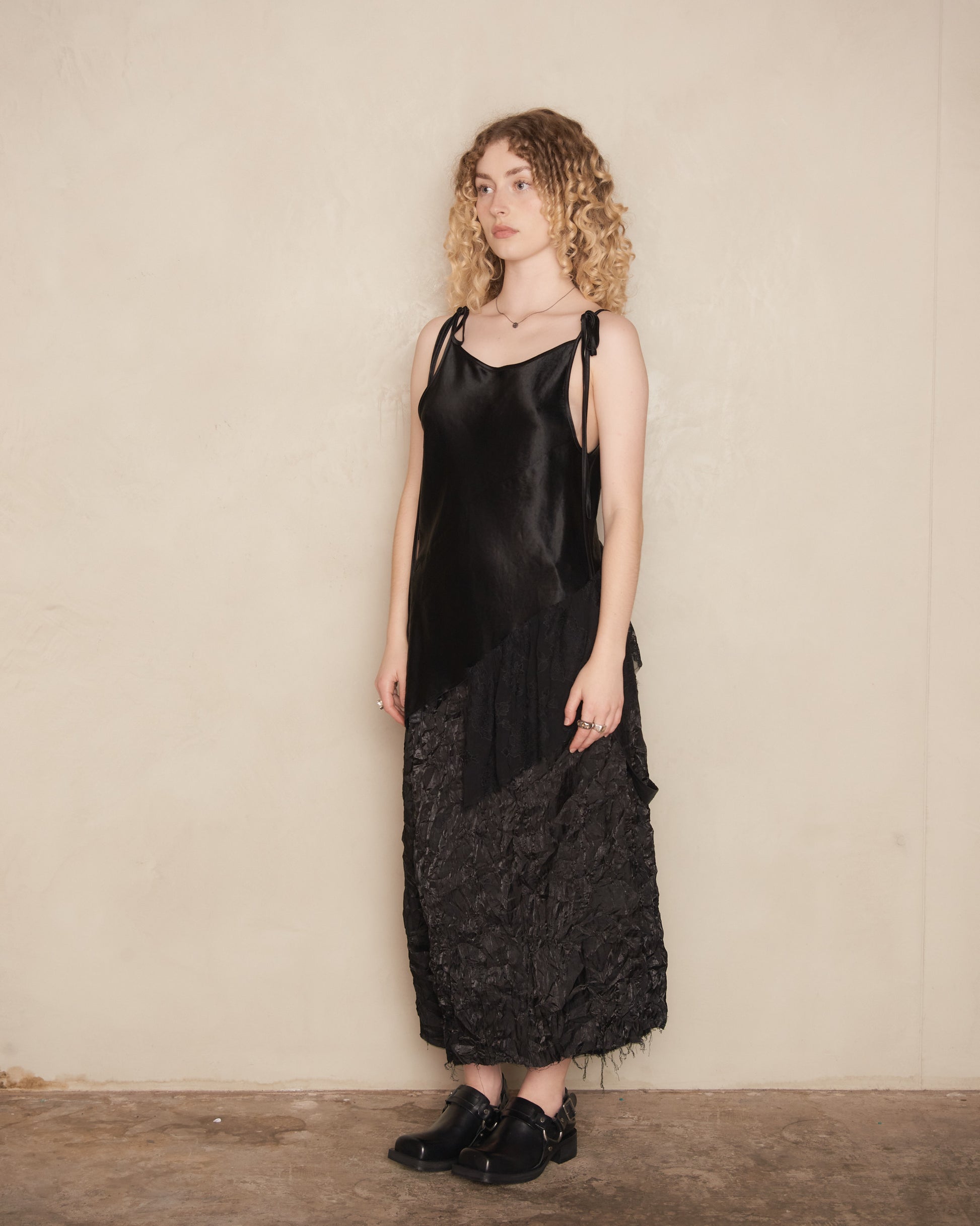 Song for the Mute Black Draped Satin Bias Slip Top 242wtp009 ...