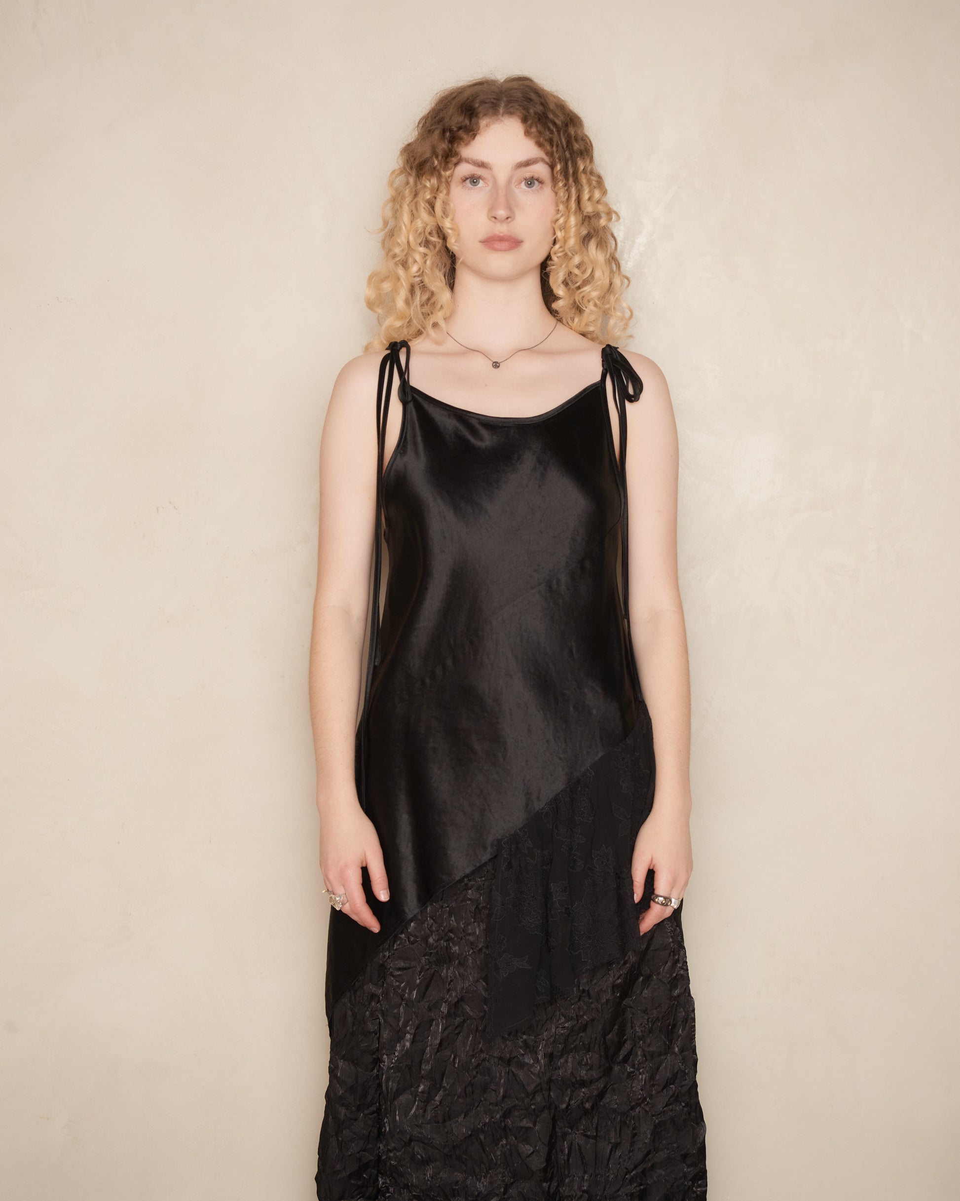 Song for the Mute Black Draped Satin Bias Slip Top 242wtp009 ...