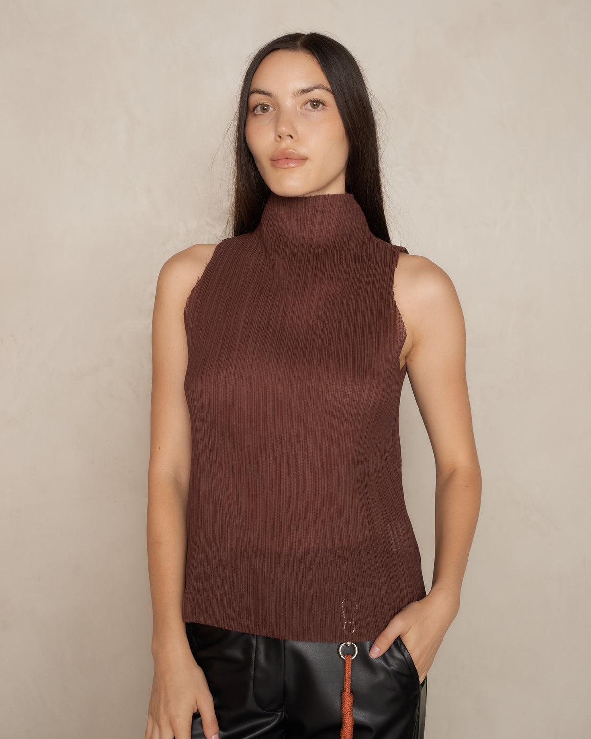 Brown 3D Pleat Top – Dilettante
