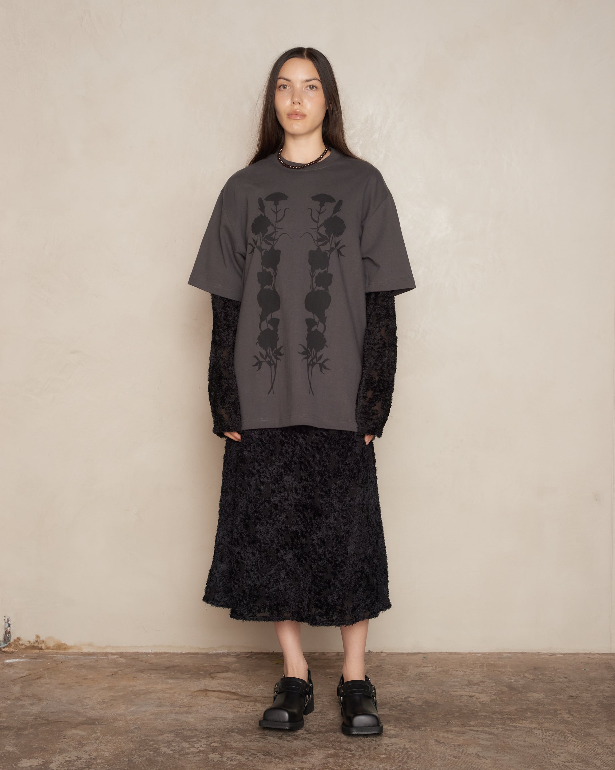 Washed Black Foliage Double Layered T-shirt – Dilettante