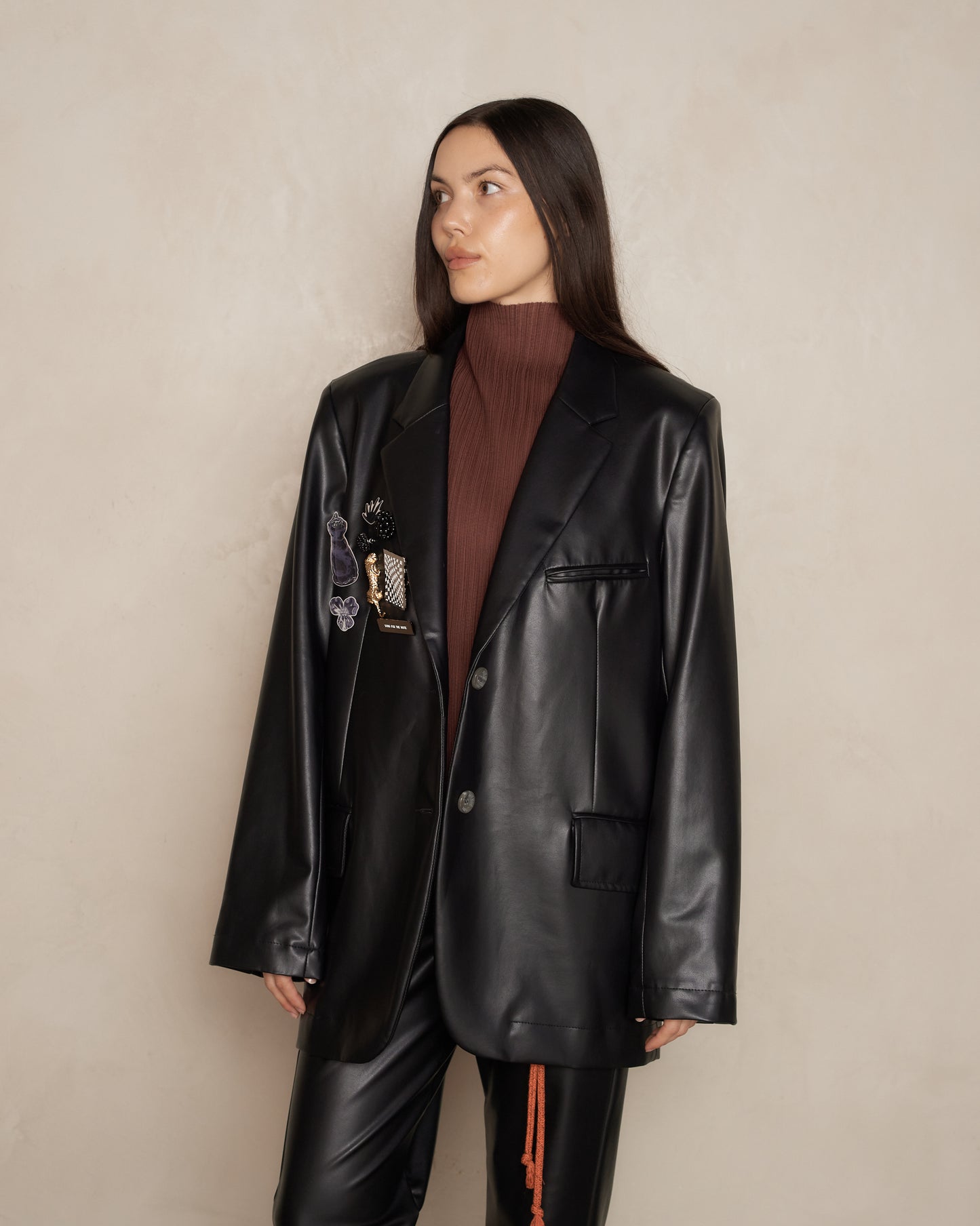 Oversized Vegan Leather Blazer – Dilettante